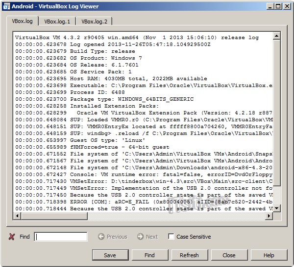 View Virtual Machine Log in VirtualBox